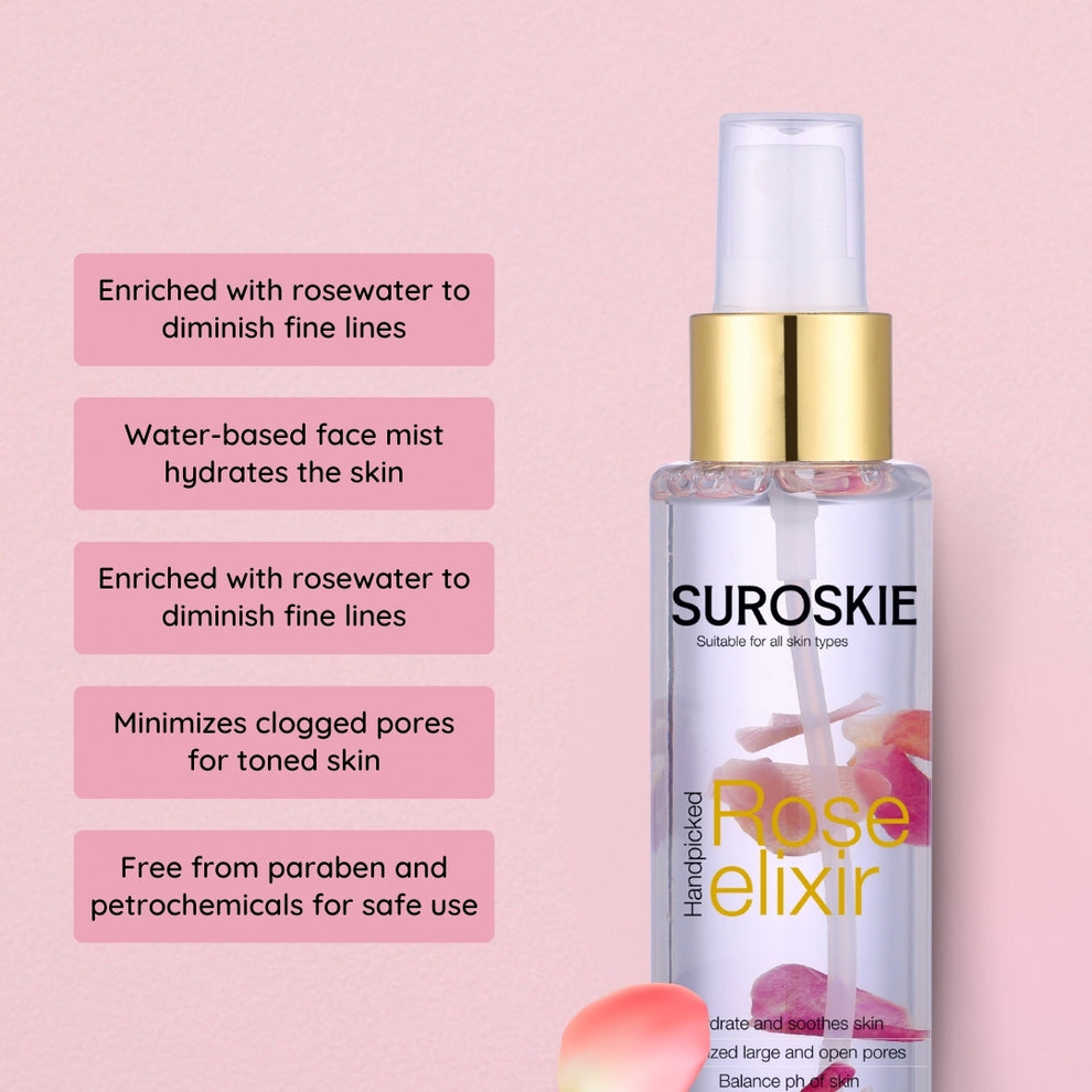 Rose Petals & Elixir Face Spray - Rose Water Face Mist – Suroskie