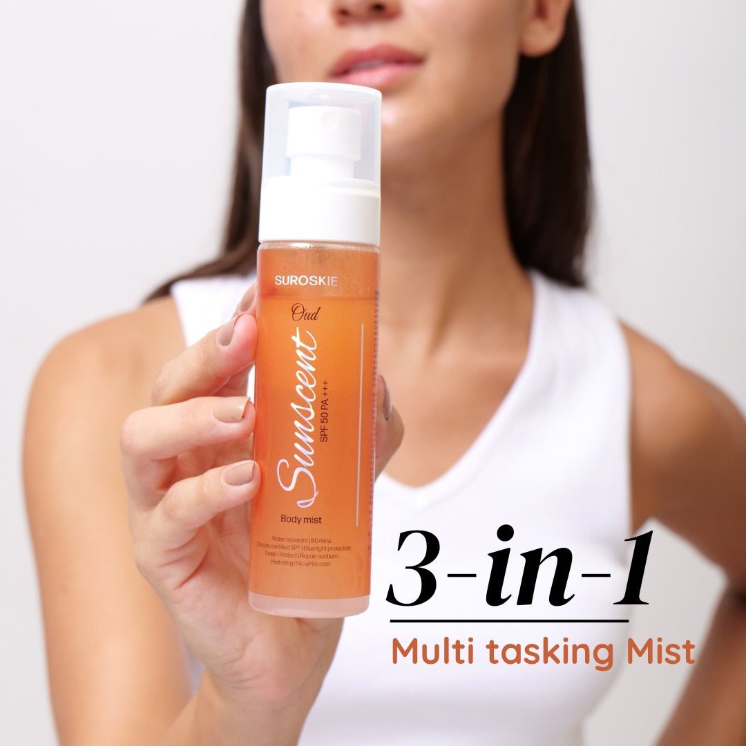 Sunscent Oud Sunscreen Body Mist with SPF 50 PA+++ – Suroskie